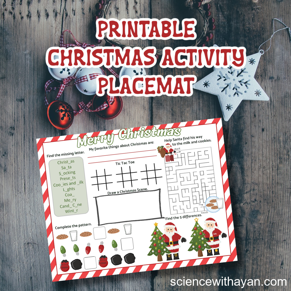 Kids Christmas Placemats | Free Printable | Christmas Activity for Kids